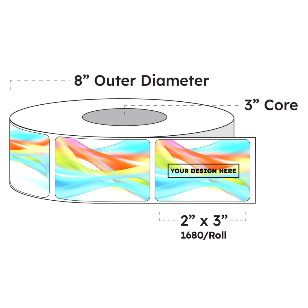 2" X 3" X 1680 Printed Labels - White Gloss BOPP Roll Inkjet Labels - 3 ...